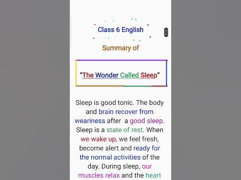 The Wonder Called Sleep 🥱🛌Class 6 Summary - YouTube