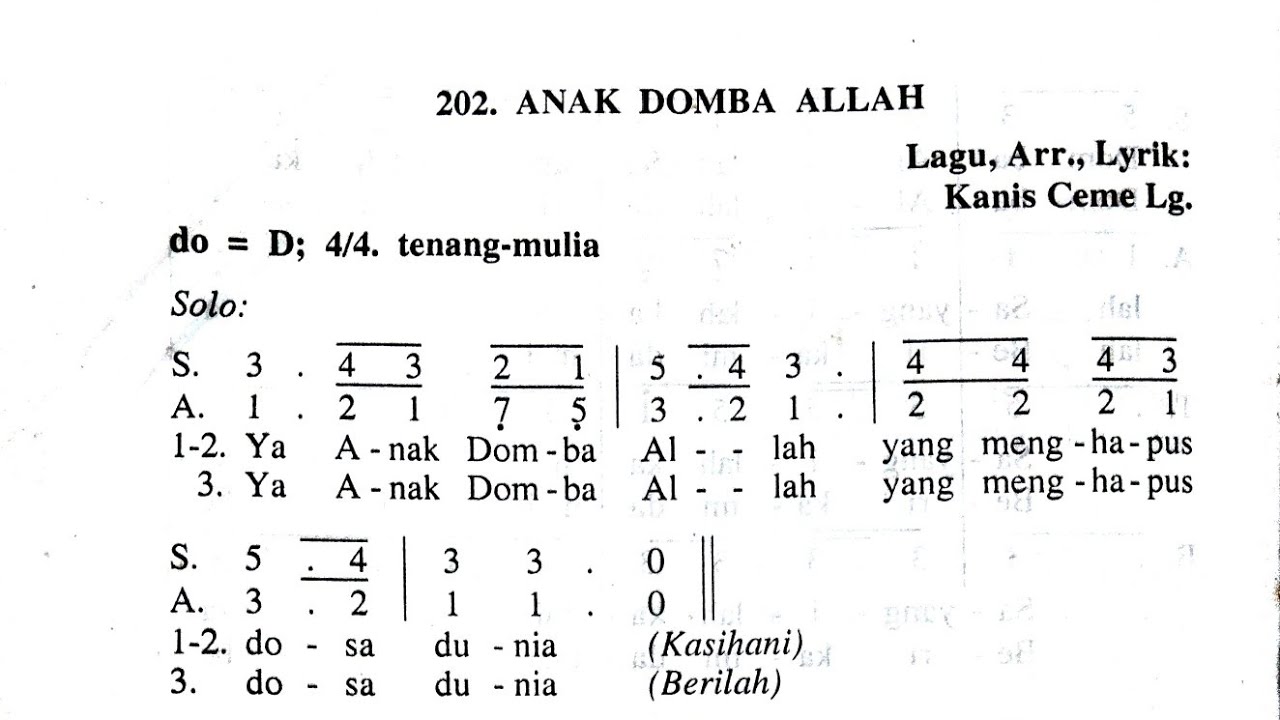 Anak domba Allah Kanis Ceme Lg || Lagu Rohani || Lagu Koor Katolik ...