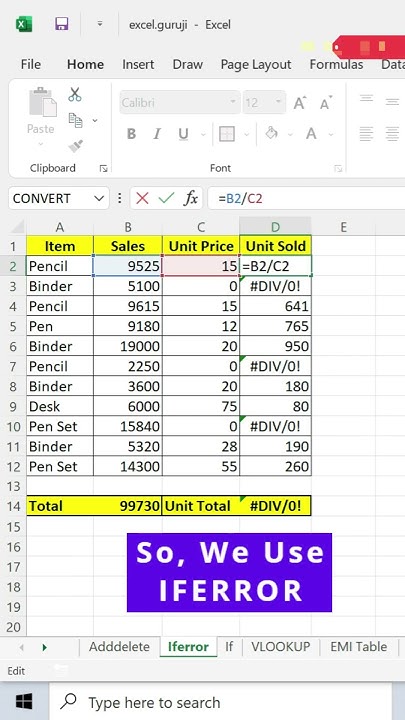 How to Use Iferror Function in Excel #shorts - YouTube