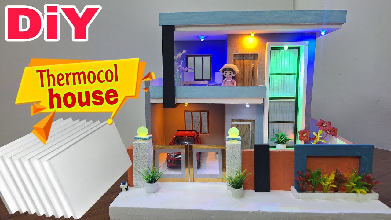 How to build a diy thermocol house | diy thermocol house making ...