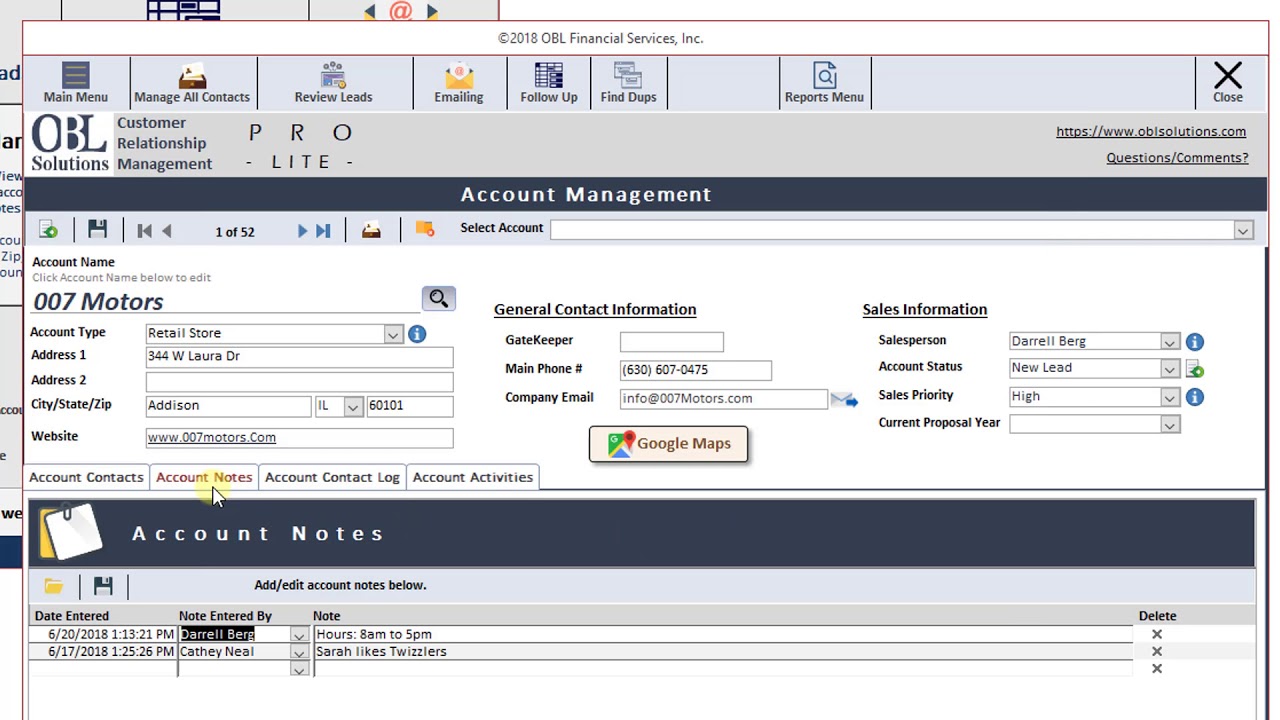 OBL Solutions CRM Account Management Overview - YouTube