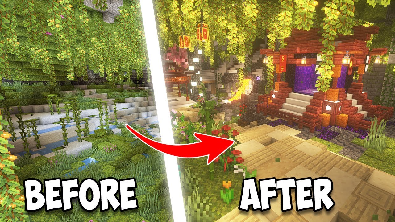 I Built an UNDERGROUND JAPANESE VILLAGE in Survival Minecraft - YouTube