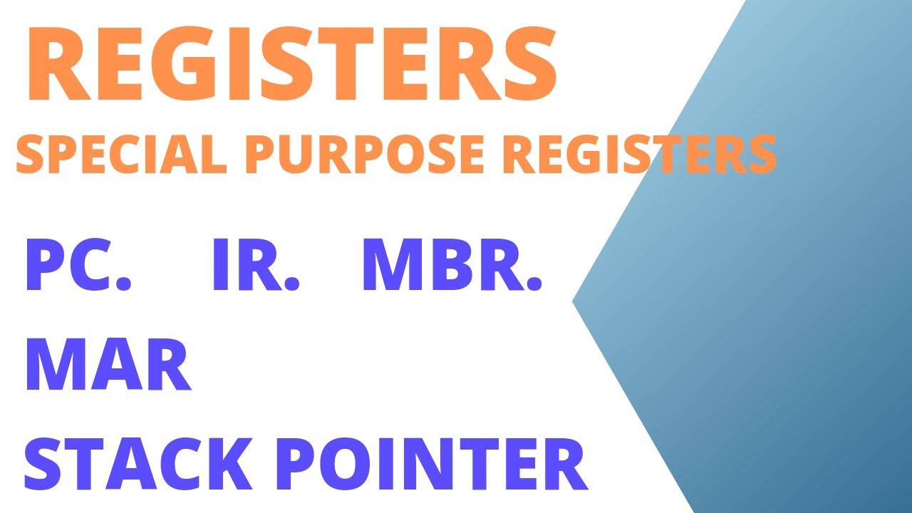 Registers in Computer Architecture ll Special Registers ll P.C IR MAR ...