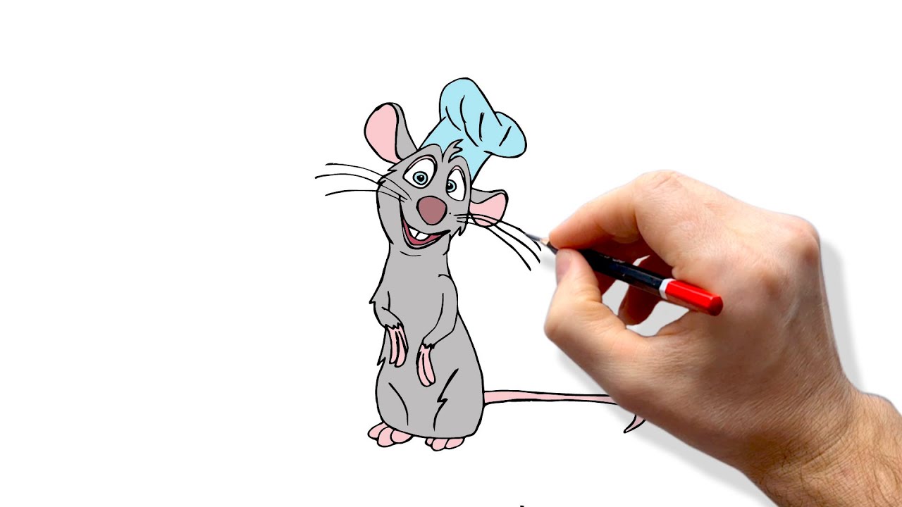 How to draw a rat Remy step by step with a pencil - YouTube