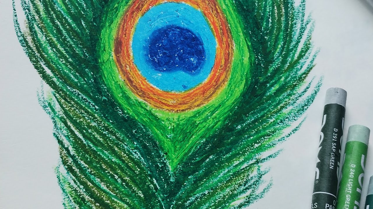 peacock feather drawing step by step/oil pastel drawing/morpankh ...