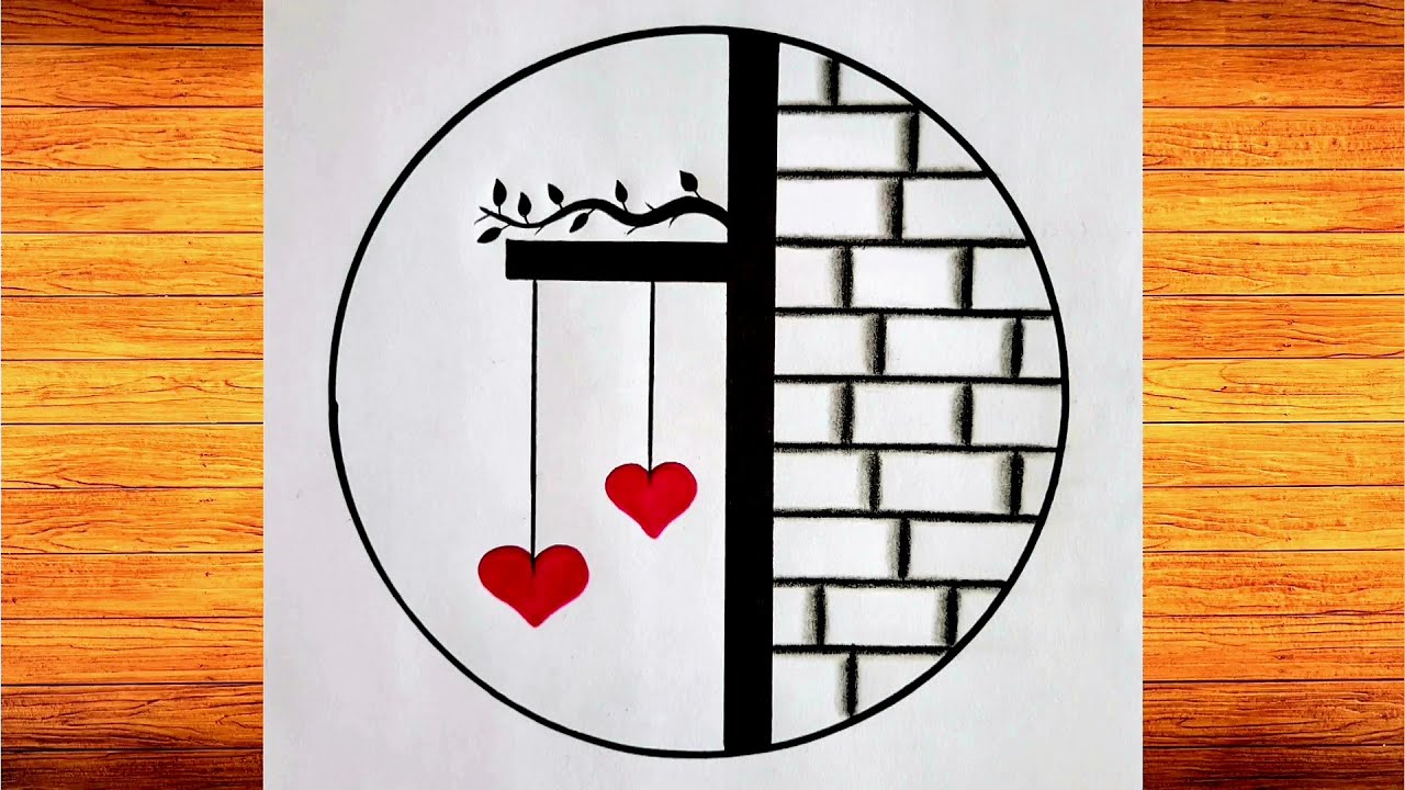 easy draw : tree and Love _ step by step tree - YouTube