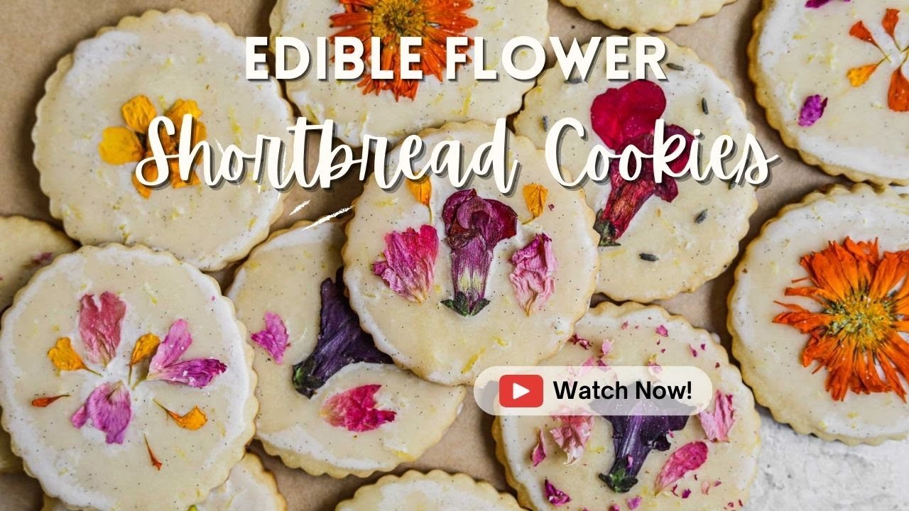 Edible Flower Shortbread cookies - YouTube