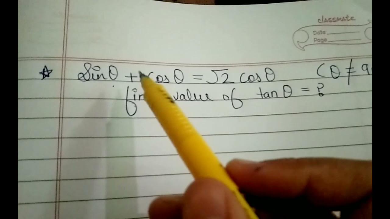 If sin q + cos q = 2 cos q, (q ≠ 90°) then the value of tan q is ? || Trigonometry important Q ...
