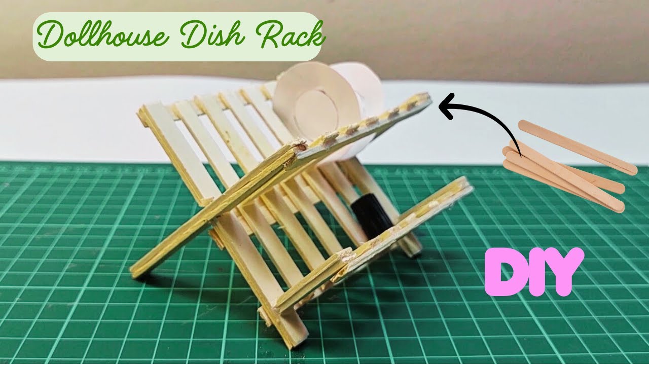 DIY Dollhouse Dish Rack – Popsicle Stick Miniature in Barbie Scale (1:6 ...