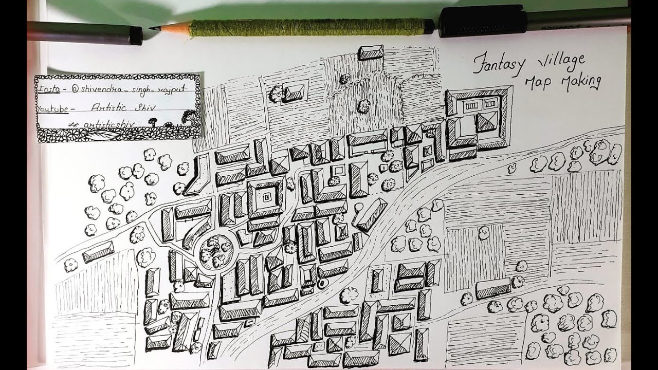 How to Make Simple Village Map|Bird's Eye View|Artistic Shiv|TimeLapse ...