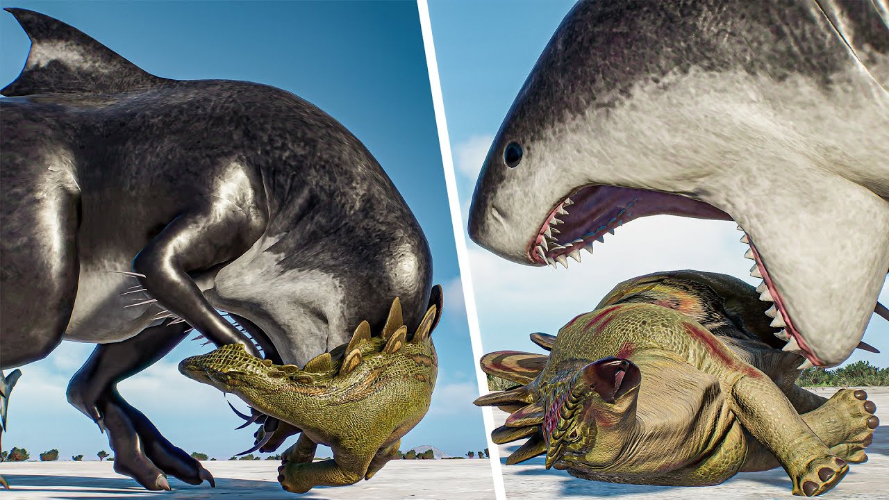 Megalodon & Indominus Rex Hybrid - ALL BEST Fighting Animations ...