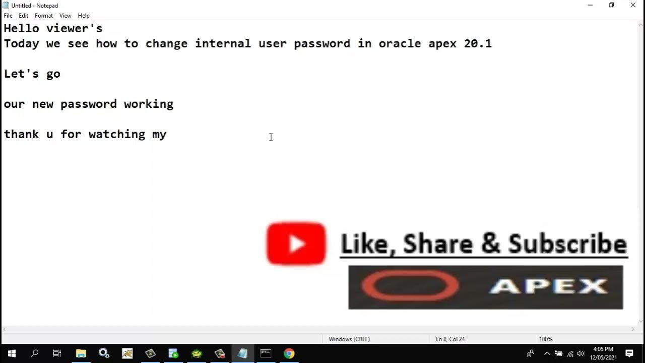 Internal user password change in oracle apex 20 1 - YouTube
