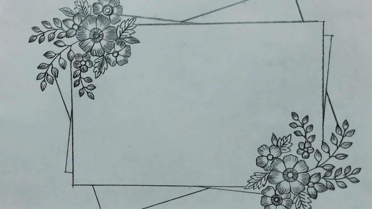 One Pencil Drawing | Flowers Drawing Project Work Design | How to draw ...