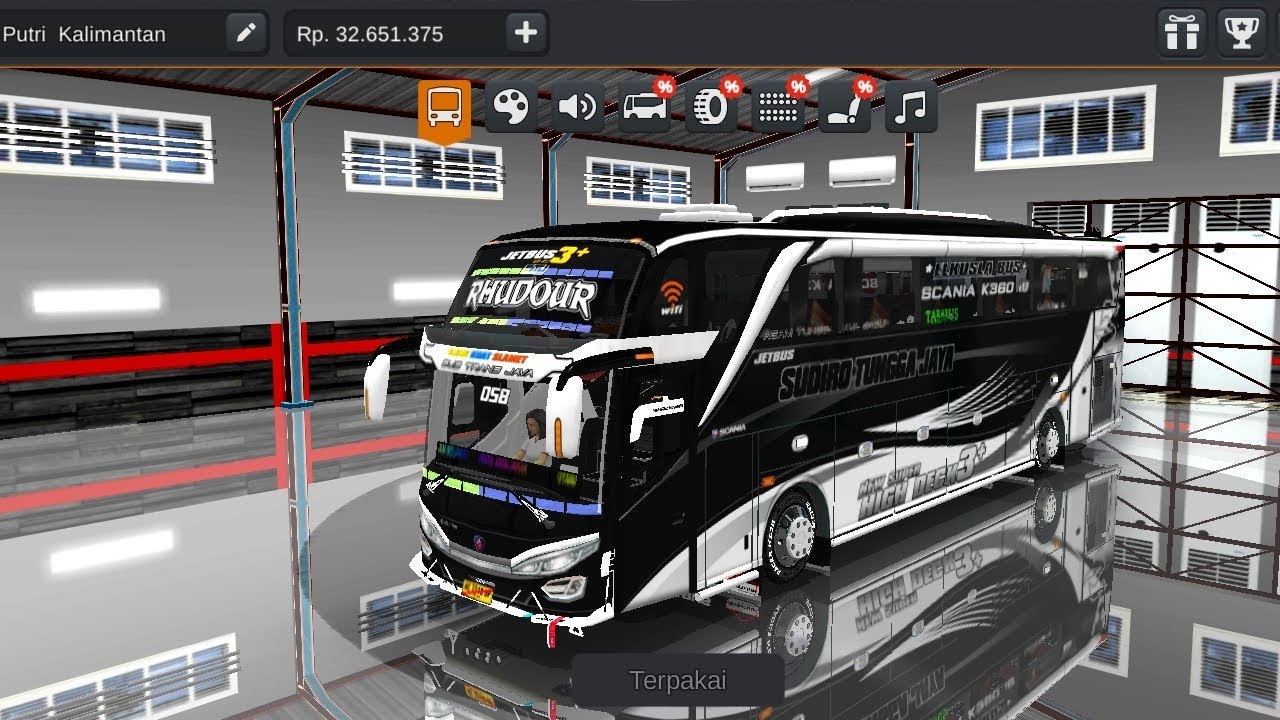 BUSSID LIVERY SHD JB3 STJ 058 RHUDOUR SCANIA K360 REALISTIC SOUND - YouTube