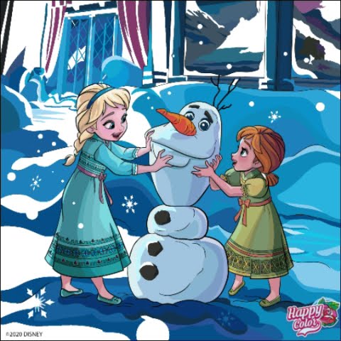 Painting by the numbers-Frozen-Elsa and Anna build a snowman - YouTube