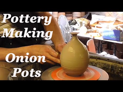 Making some Clay Pottery Onion Pots on the Wheel. - YouTube