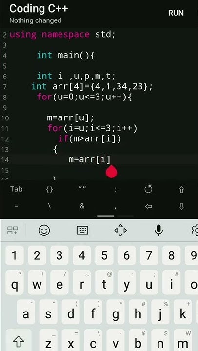 Selection Sort in C++ | Coding in mobile app #computer #shorts - YouTube