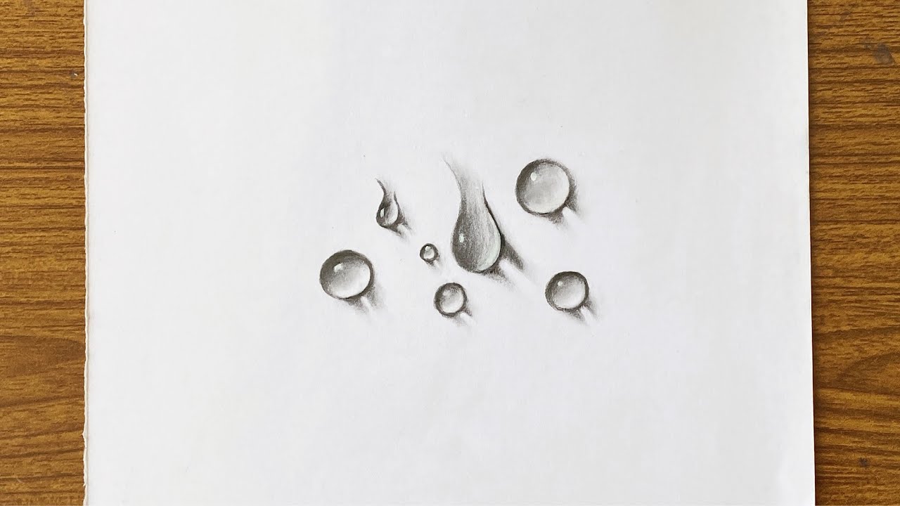 How to draw a water drop with pencil easy // How to draw a realistic ...