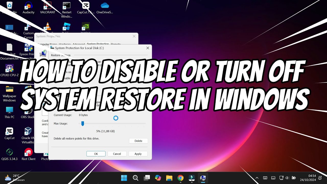How to Disable or Turn Off System Restore in Windows - YouTube