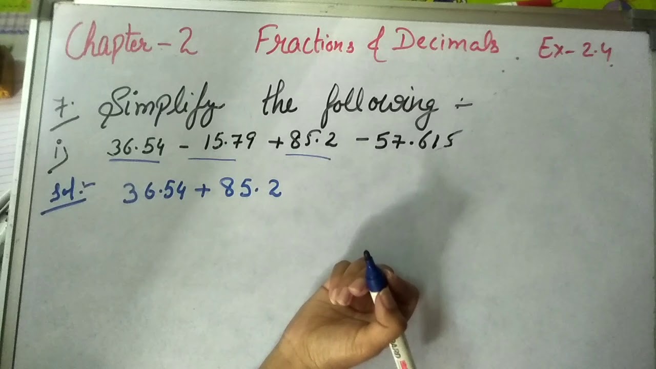 Class 7th maths lecture of chapter 2 fractions and decimals on topic ...
