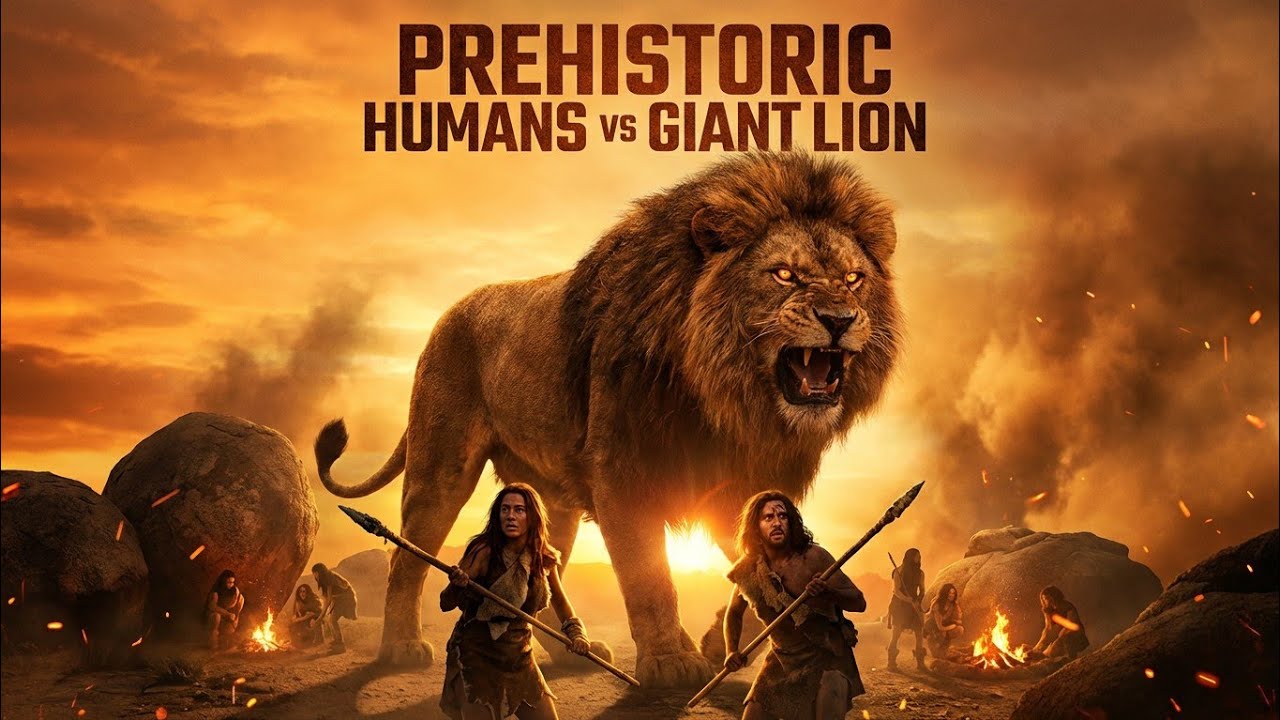Prehistoric Humans vs Giant Lion | A Battle For Survival - YouTube