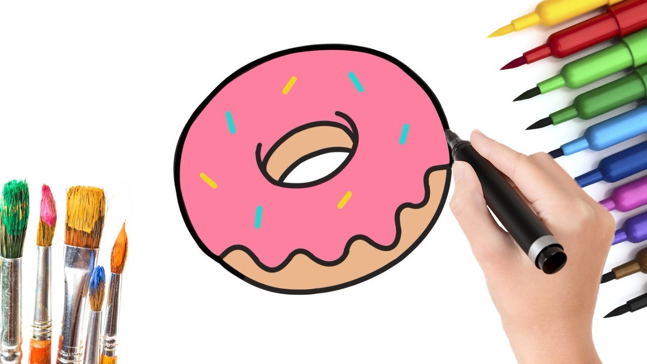 How to draw a Donut step by step - YouTube