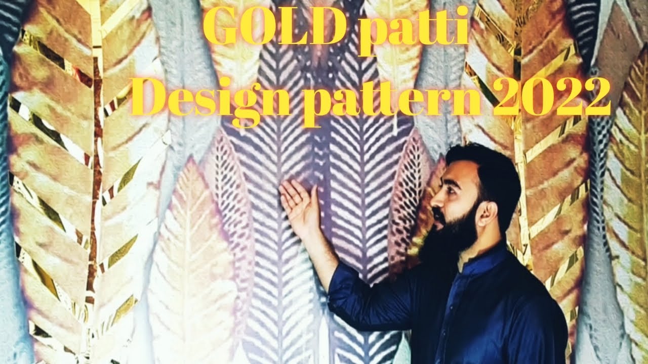 Pvc gold patti design 2022 || wall mural with gold patti || gold patti ...