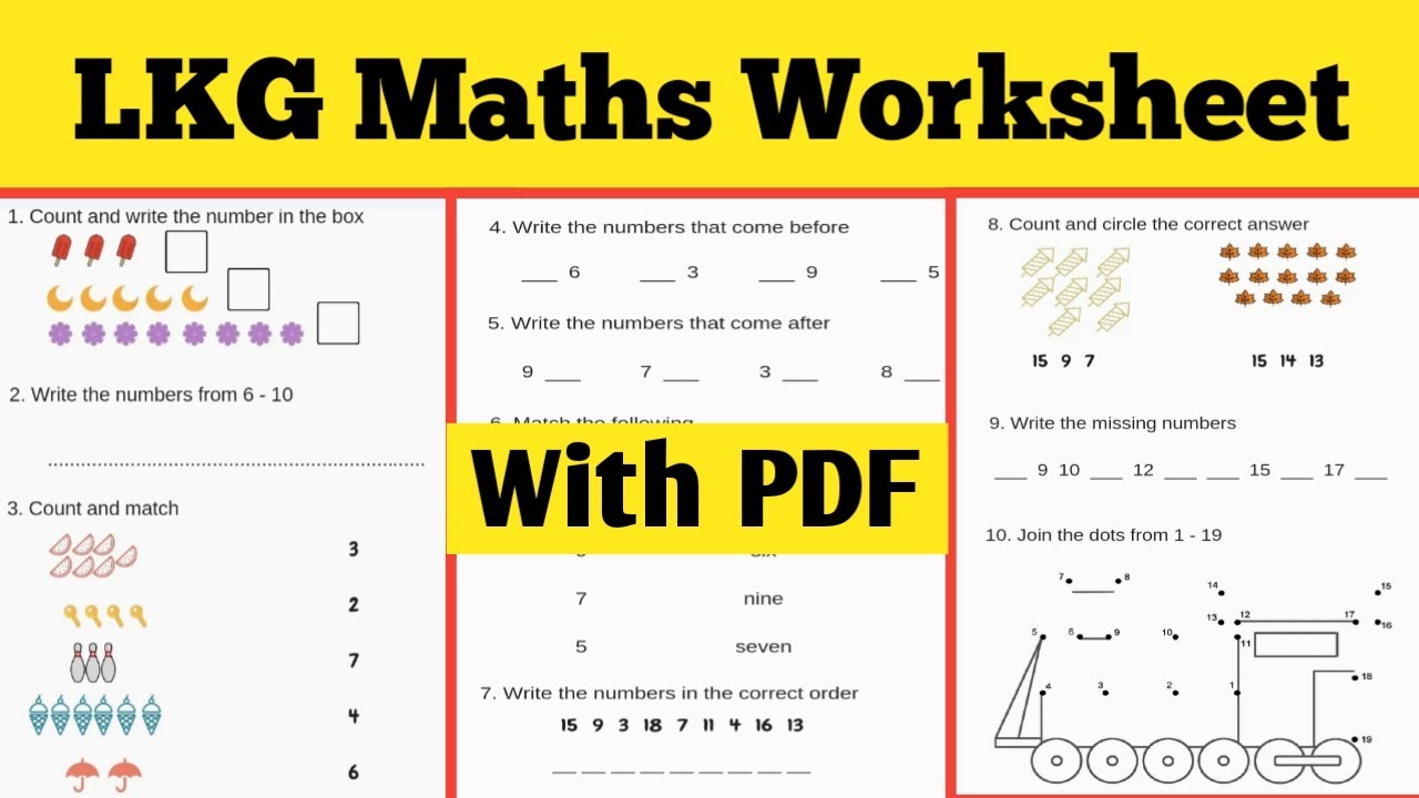 LKG Maths Worksheet 2024-25 |LKG Maths Test Paper 2024 |LKG Maths ...