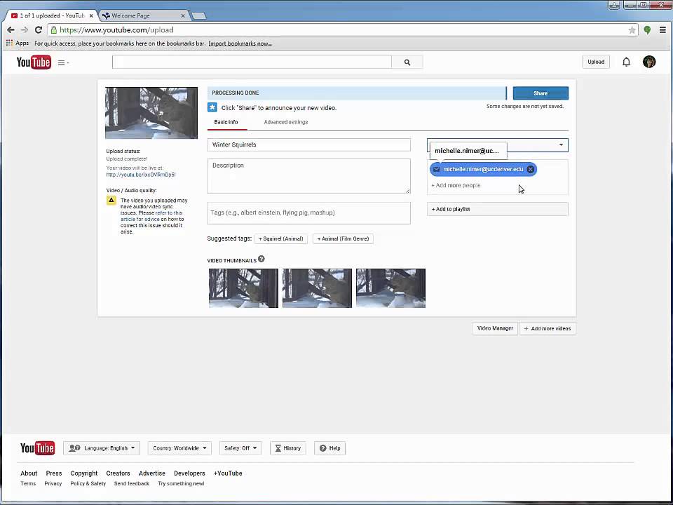 Upload video to youtube and attach to template - YouTube