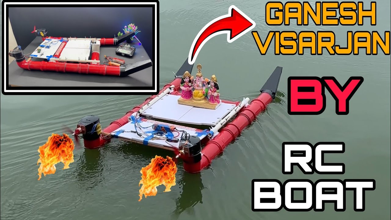 Ganesh visarjan by rc boat 🙏 || how to make rc boat || #diy ganesh visarjan rc boat | - YouTube
