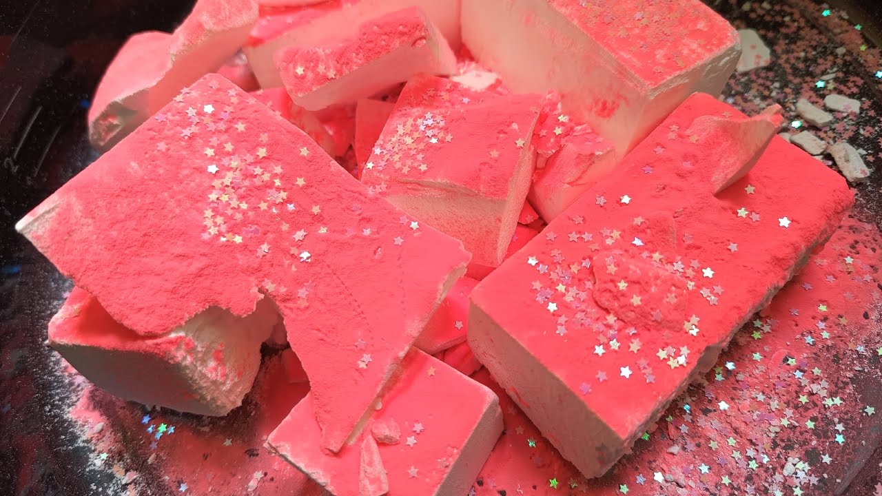💖 Neon Pink Powder On 2 Blocks Of Crunchy Gym Chalk Chunks & Gritty ...