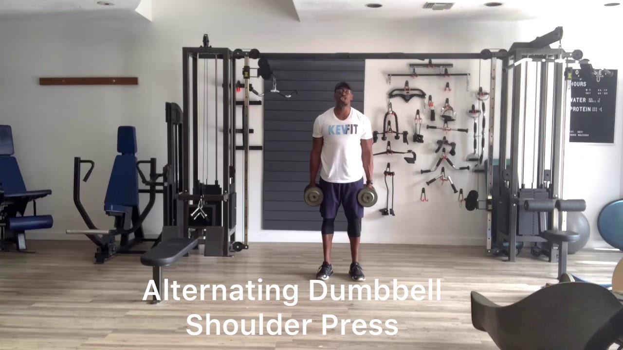 Standing Alternating Dumbbell Shoulder Press - YouTube