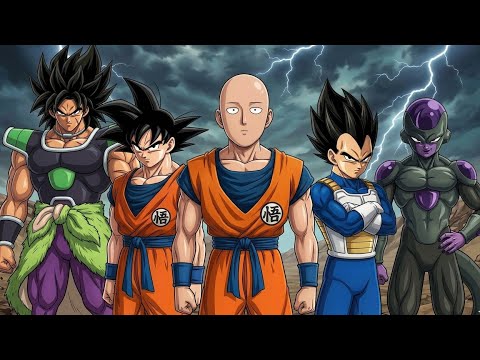 Goku, Vegeta, Broly & Saitama vs Black Frieza | Ultimate Anime Battle 🔥| #animebattle #goku#saitama 