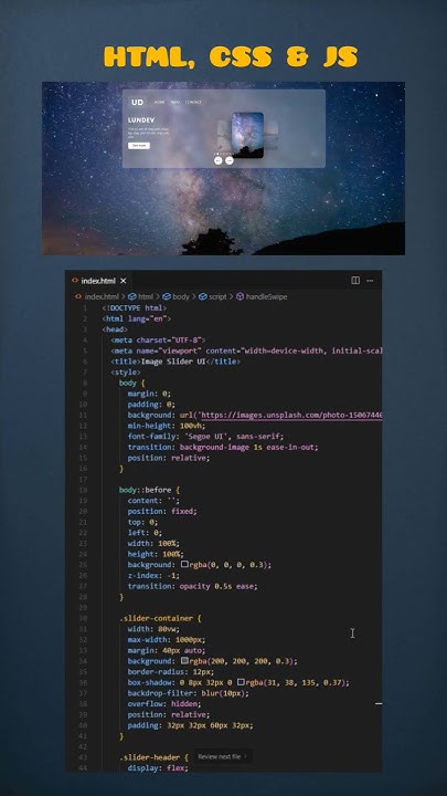 Responsive Image Slider using HTML CSS & JavaScript | Smooth Transitions | #HTML #CSS #JS - YouTube