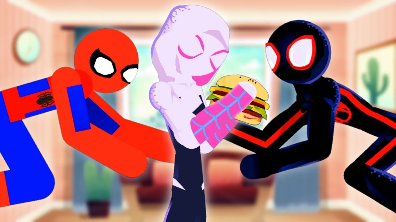 Spider man & Spider gwen: Hamburger fighting - YouTube