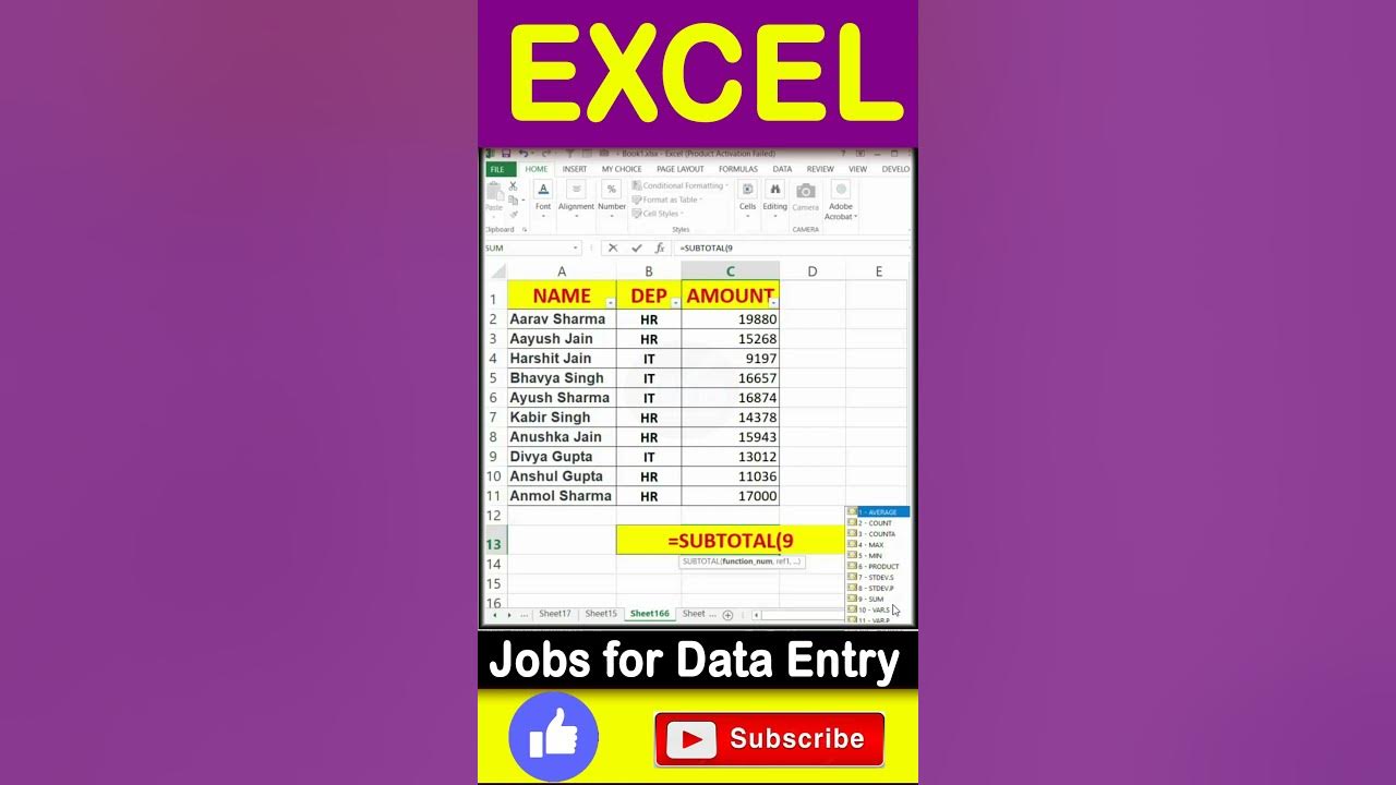 Auto Sum In Excel Viral Tips Shorts Excel Viral Exceltips Excel Exceltricks Msoffice