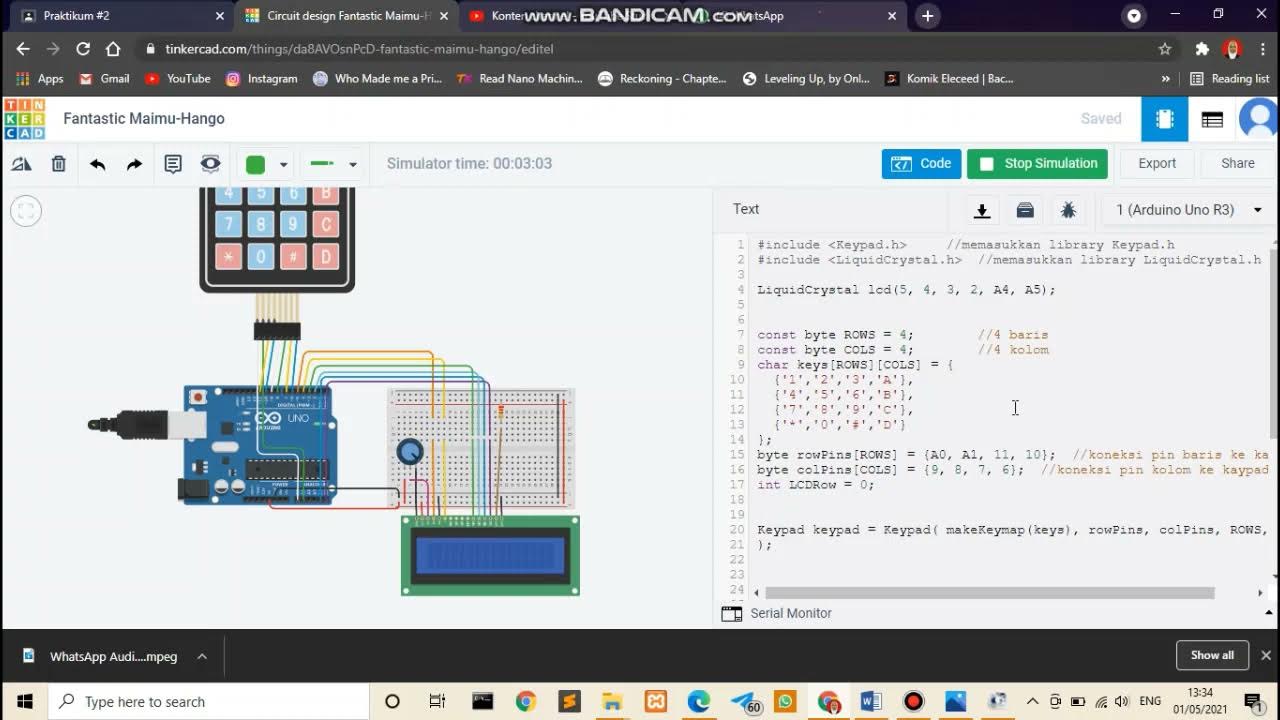 Penggunaan Keypad LCD dan Arduino - TinkerCAD - YouTube