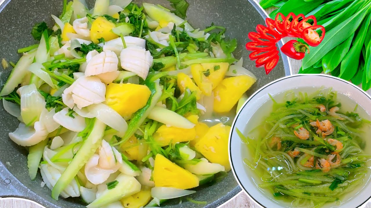 Stir fried squid with Vietnamese style vegetables is very delicious ...
