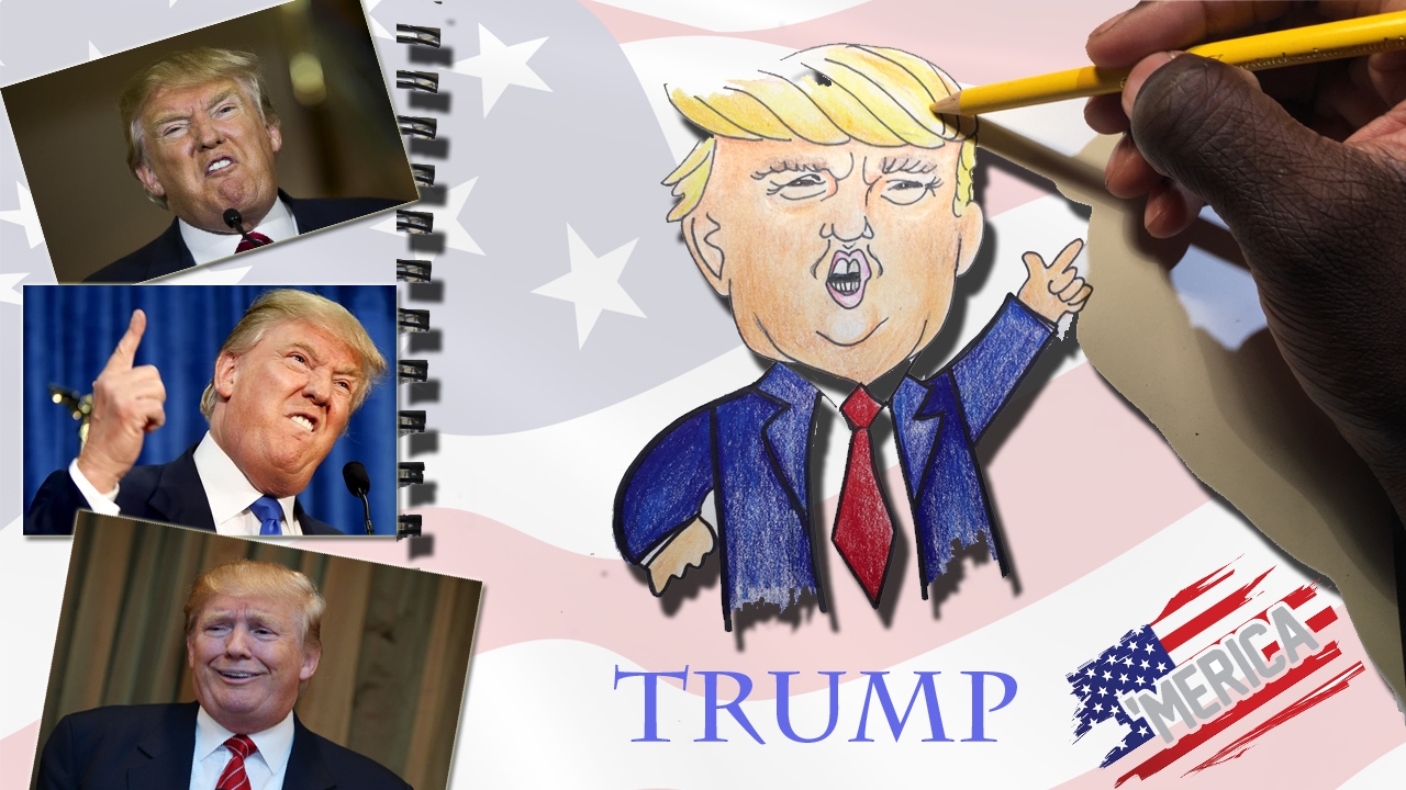 How to draw Donald Trump - YouTube
