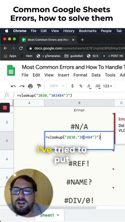 Common google sheets errors, how to solve them - YouTube