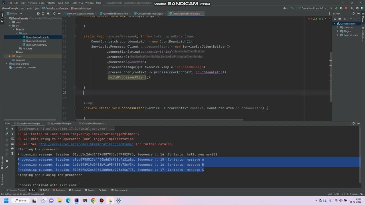 azure service bus java receiving messages from queue - YouTube