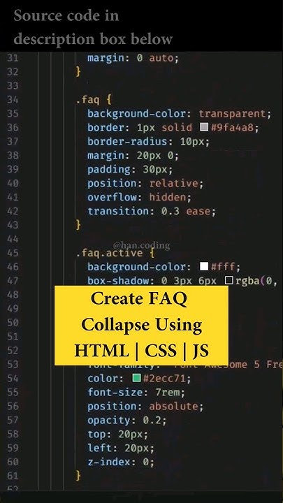 Create Faq Collapse Using Html Css Js Youtube