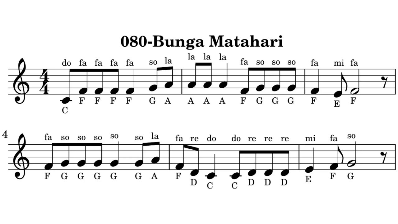 080-Bunga Matahari music sheet - YouTube