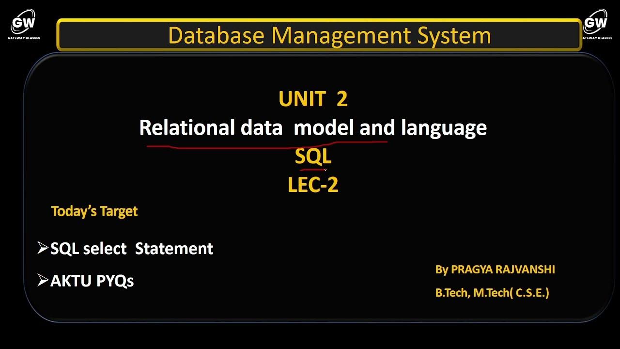 DBMS II ONE SHOT Revision I U-2 Part-11 II SQL Select Statement II @Btecheasy lec11 - YouTube