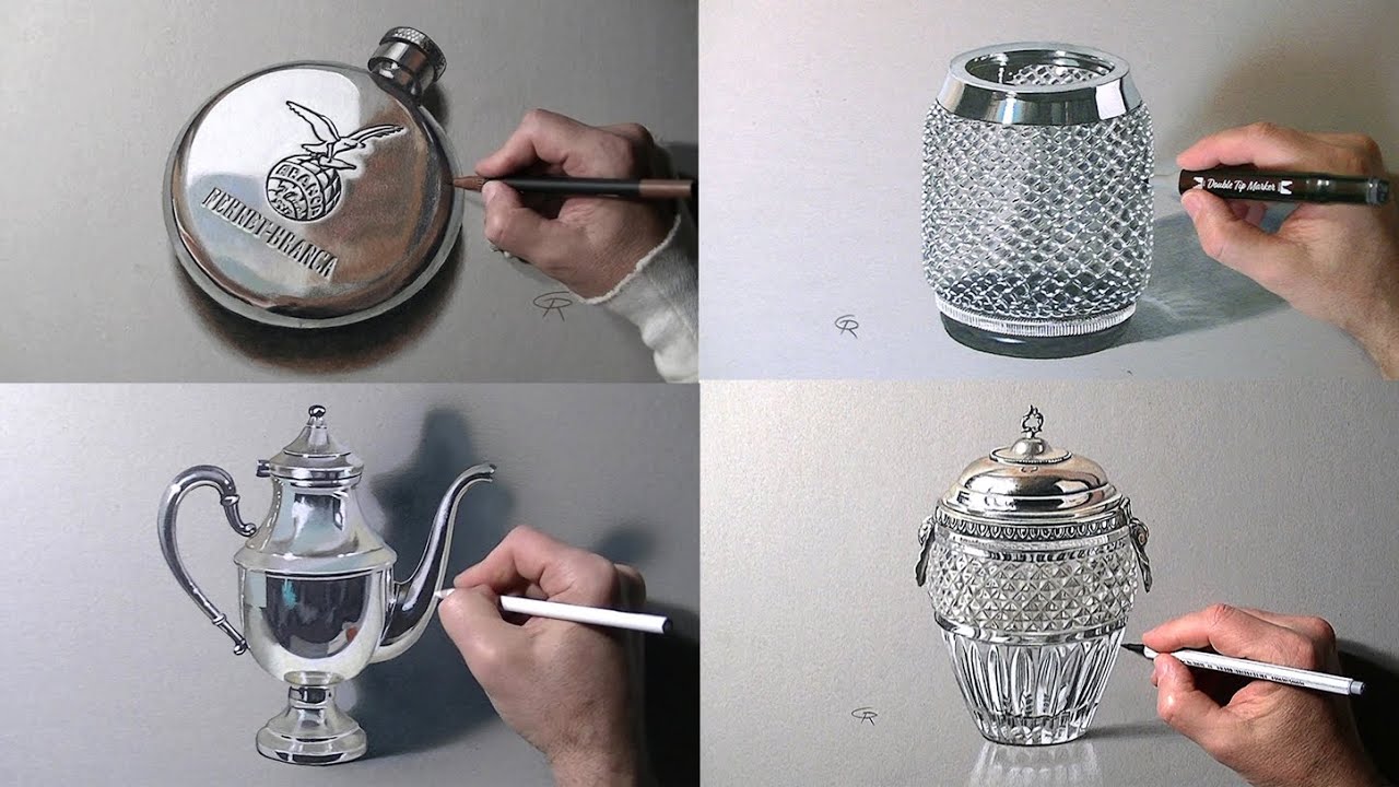 Mix glass and metal drawings - YouTube