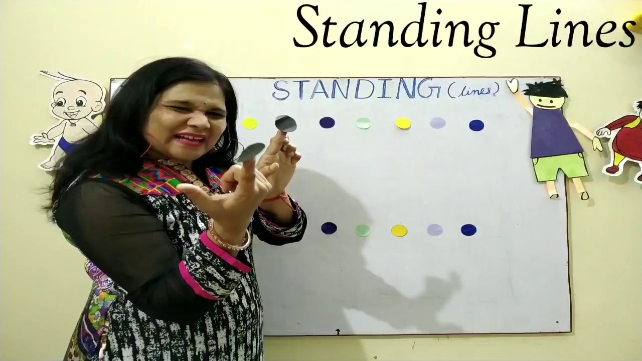 Standing lines. Pre writing pattern and skill. - YouTube
