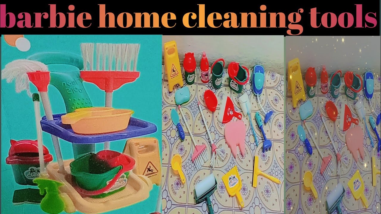 barbie home cleaning tools/mini home assescries - YouTube