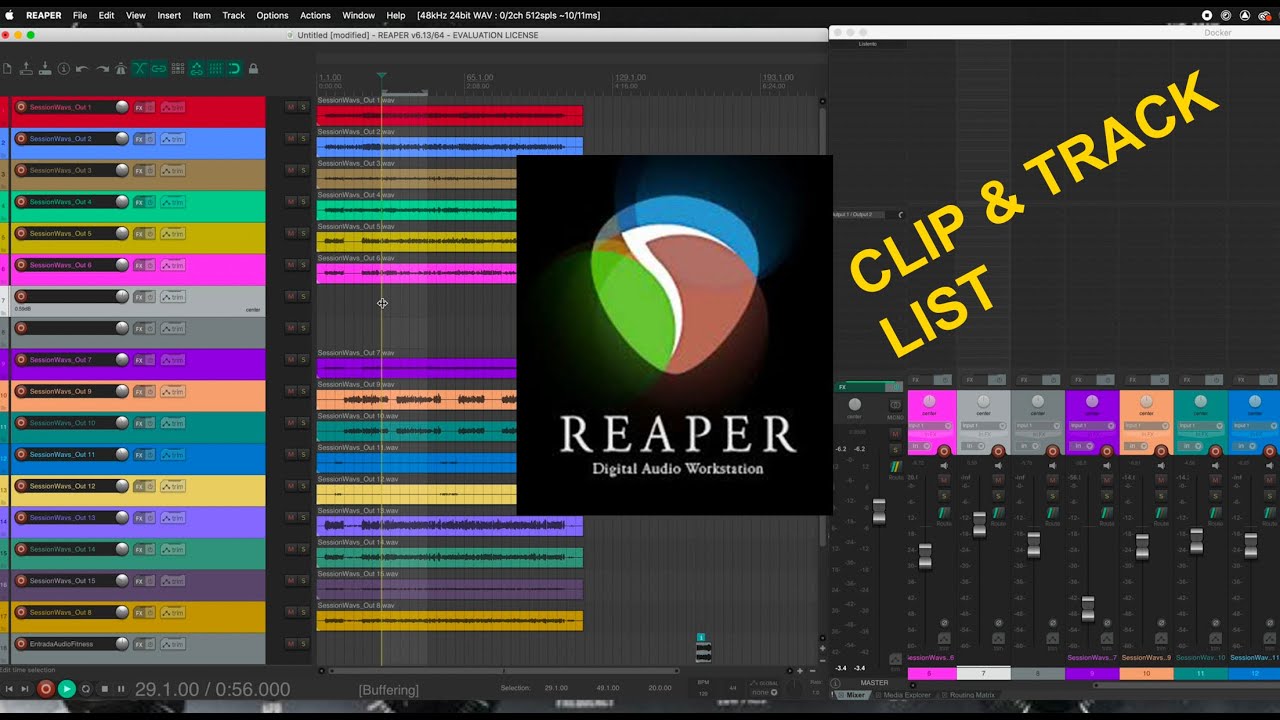 4 REAPER TUTORIAL: Cliplist y tracklist - YouTube