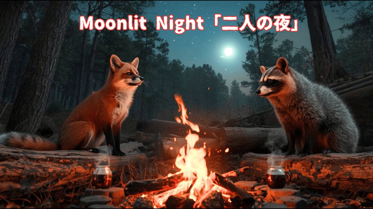 Moonlit Campfire 🌙 Fox & Raccoon「分かち合うぬくもり」☕ Lo-fi Jazz × Chillhop Café BGM | Relax & Study ...