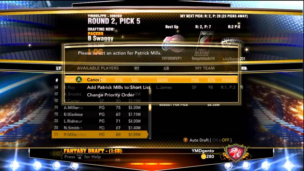 NBA 2K13 YMDelite Online Association: The Fantasy Draft Highlights ...